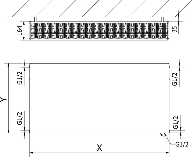 Mexen, Mexen Flat CVF33 panelový radiátor 300 x 1500 mm, spodní připojení, 1860 W, bílý - W633F-030-150-00