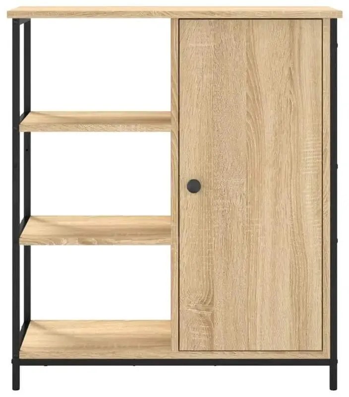 Komoda, 1 dvířka, police, dřevo, kov, dub sonoma, černá, NoBi HANY NEW 011