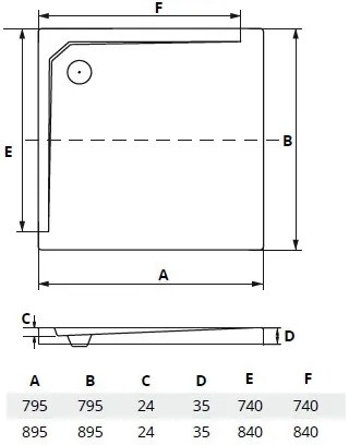 Besco Acro Ultraslim čtvercová sprchová vanička Rozměr vaničky: 90x90cm