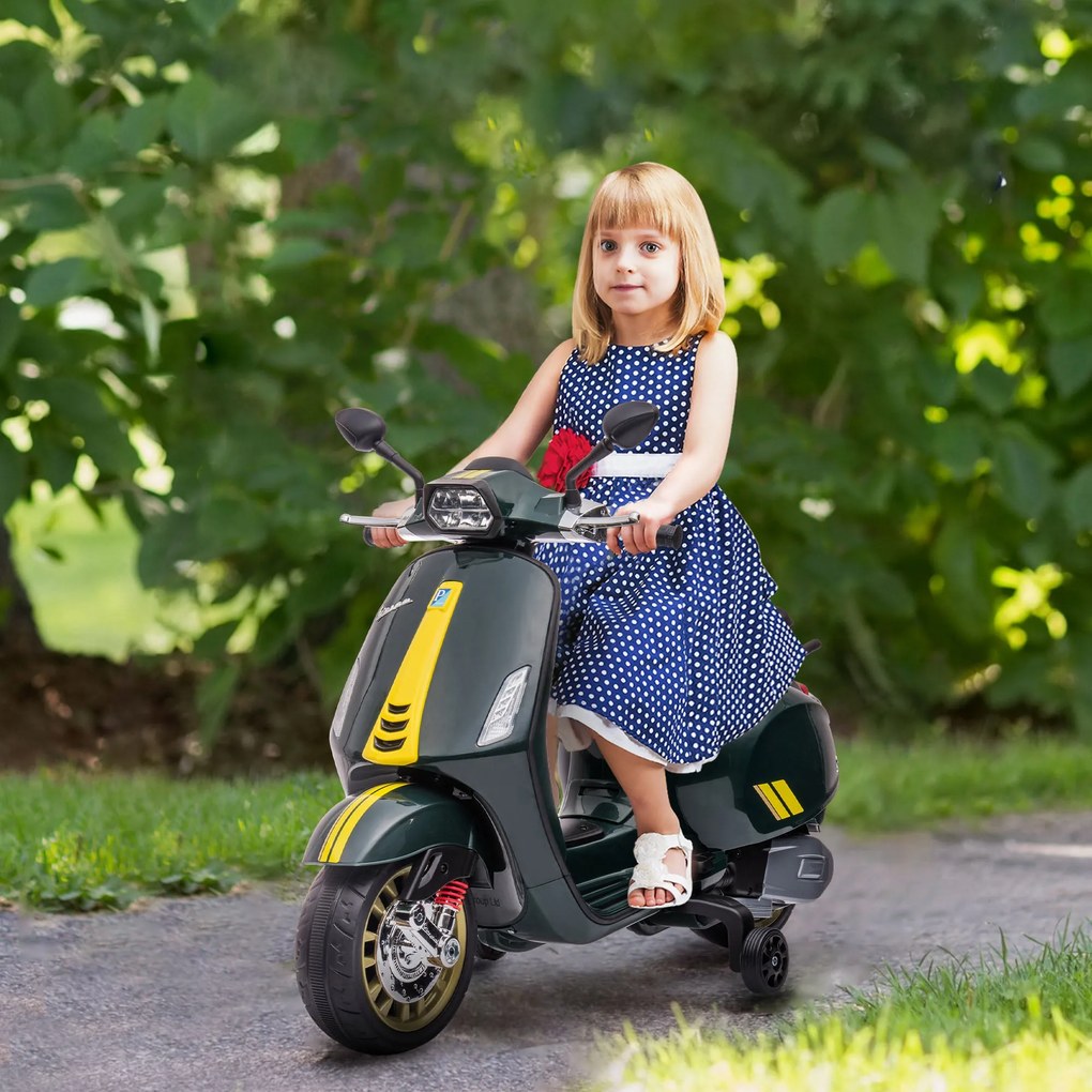 Dětská elektrická Vespa skůtr AIYAPLAY 6V – elektrická motorka pro děti 3-6 let | Aosom