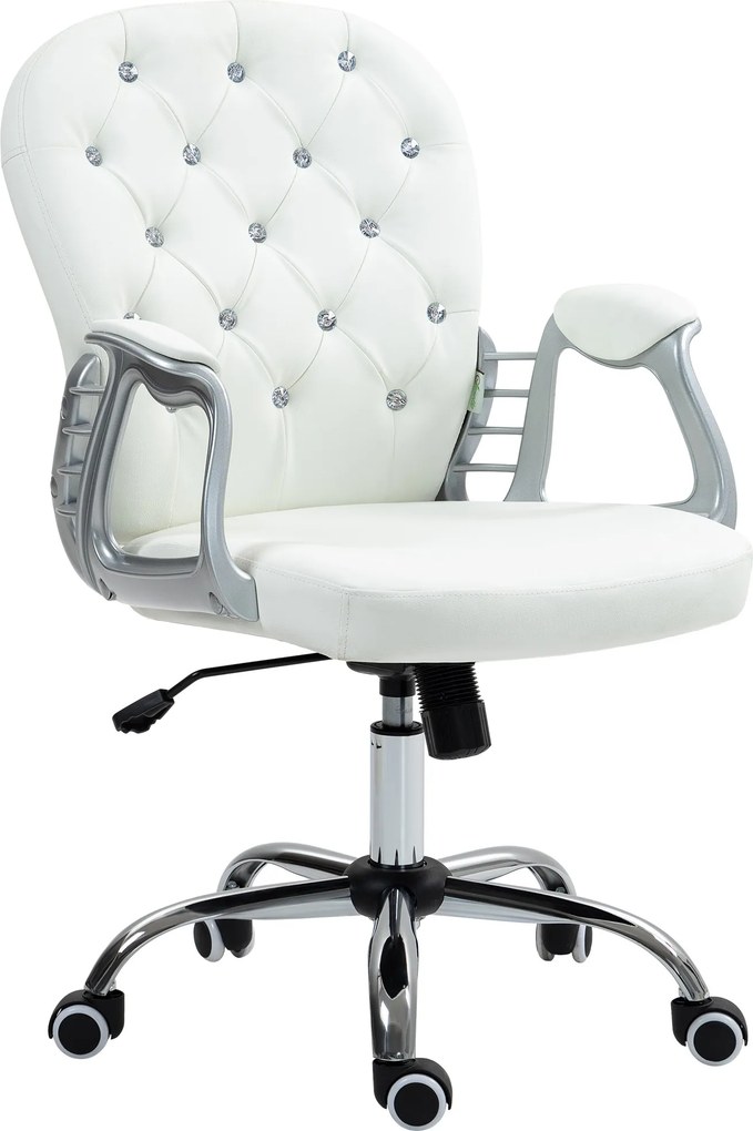 Vinsetto Kancelářská židle, ergonomická židle ke stolu s područky, polstrované opěradlo bílé