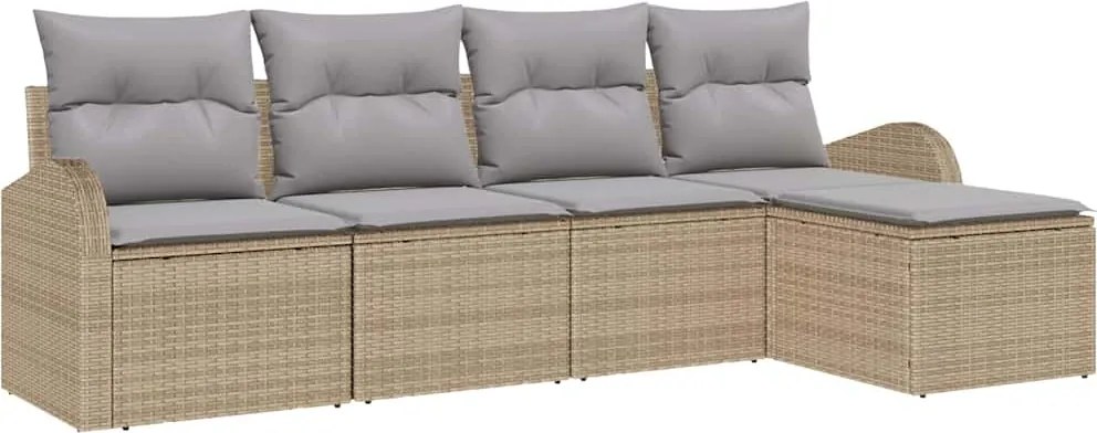 Set pohovek 5 ks Béžová a Světle šedá polyratan 3354669