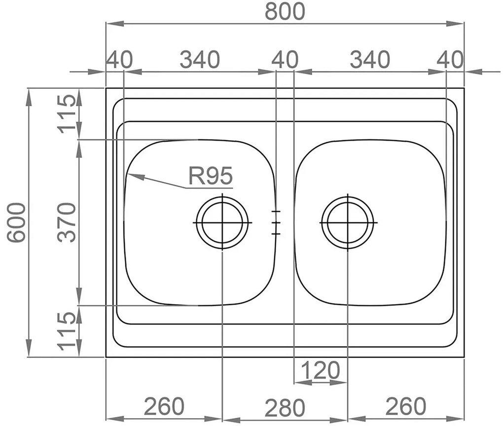 Nerezový dřez Sinks CLP-A 800 DUO M 0,5mm matný