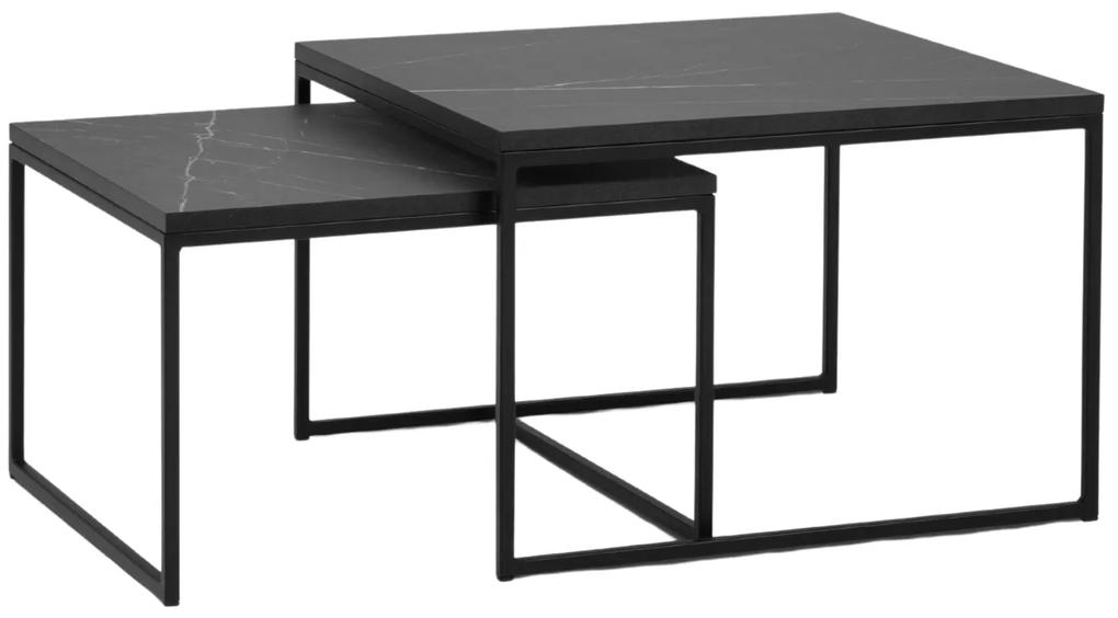 OnaDnes -20% Set dvou černých mramorových konferenčních stolků MICADONI VELD 60 x 60/50 x 50 cm