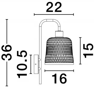 LED přírodní-černé nástěnné svítidlo Intra