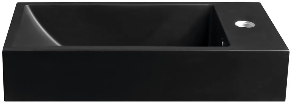 Sapho Ariana umyvadlo 50 x 25 cm s otvorem pro baterii s přepadem pravá litý mramor černá mat SM016B