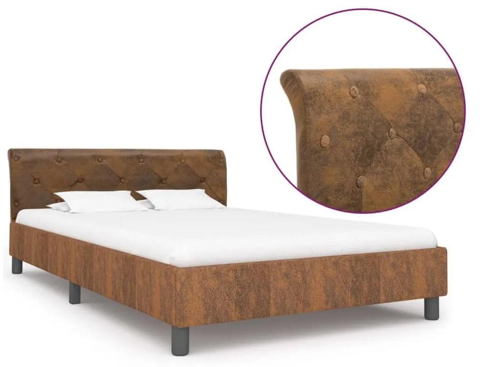 Petromila Rám postele hnědý umělá broušená kůže 120 x 200 cm