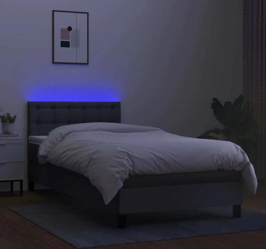vidaXL Box spring postel s matrací a LED 100x200 cm textil [3133454] Barva: Modrá