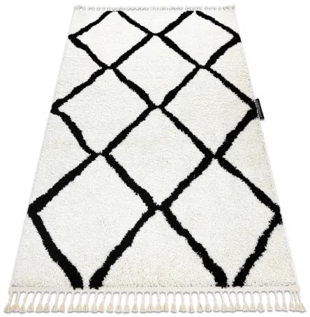 Kusový koberec BERBER CROSS bílý černý Rozměr: 80x200 cm