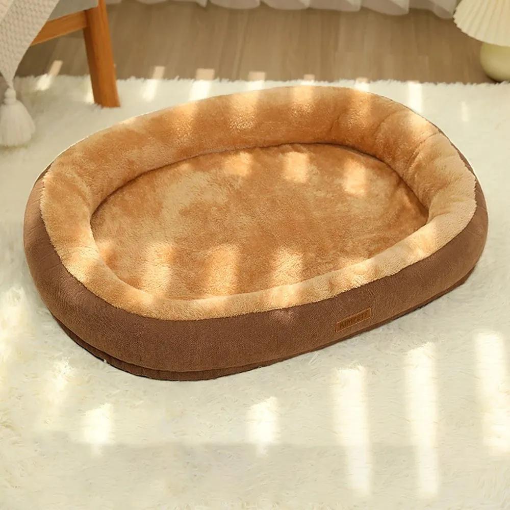 Pohodlný pelíšek pro kočky - oválný (3 barevné varianty, 3 velikosti) Barva: Kávová, Velikost: XL 75 x 55 cm