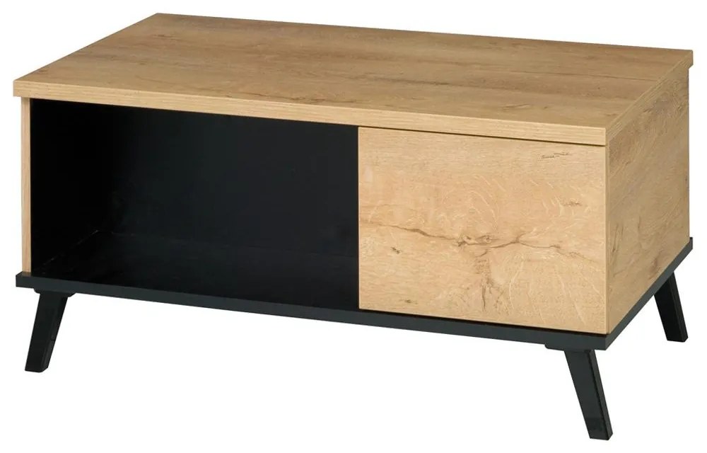 Obývací stěna se skříní JOHN | 5 dílů | 333 cm + 101x61 cm | dub lefkas světlý/černá