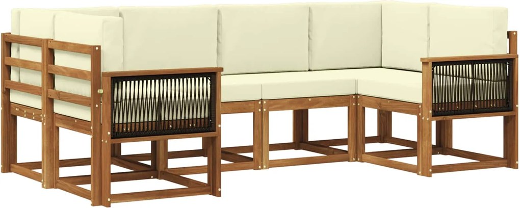 Venkovní pohovková souprava 6 ks Přirozená a Krémová 3385491
