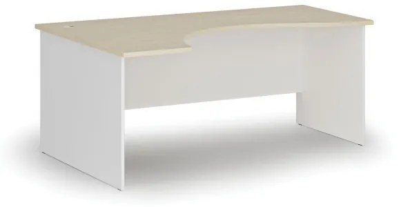 Ergonomický kancelářský pracovní stůl PRIMO WHITE, 1800 x 1200 mm, levý, bílá/bříza