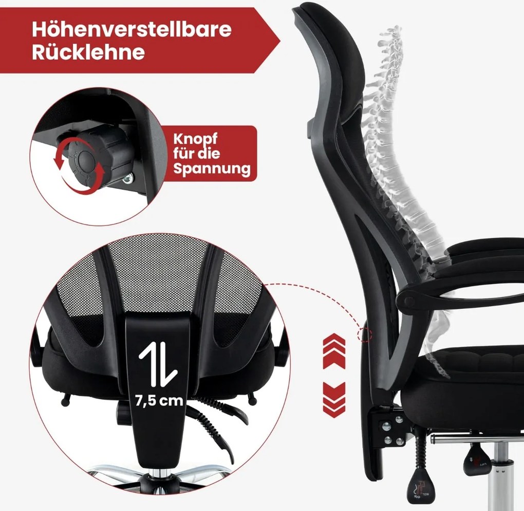 Costway Ergonomická kancelářská židle ze síťoviny s opěrkou nohou a výškově