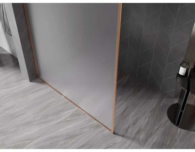 Mexen, Mexen Kioto-XF sprchová stěna s rámem 50 x 202 cm, matná 10 mm, broušená měď - 800-050-104-65-30-X