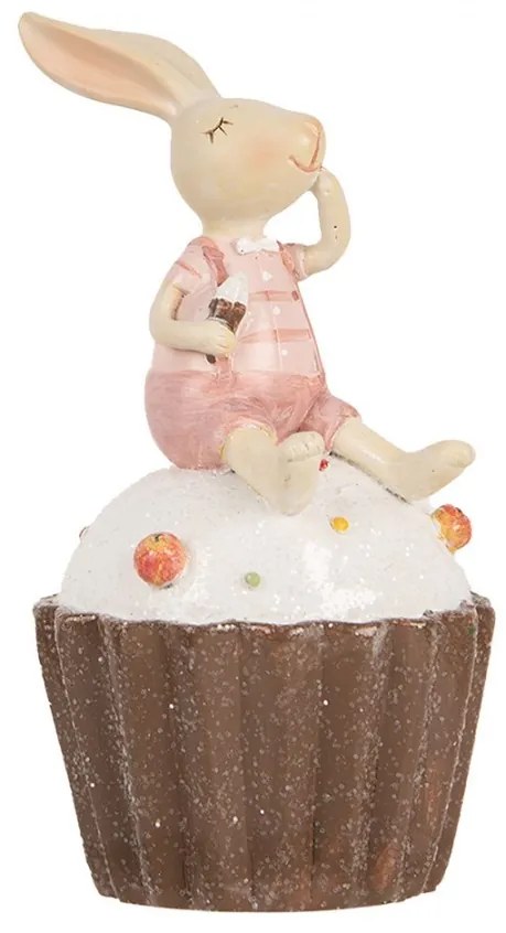 Dekorace králíček sedící na muffinu - Ø 7*13 cm