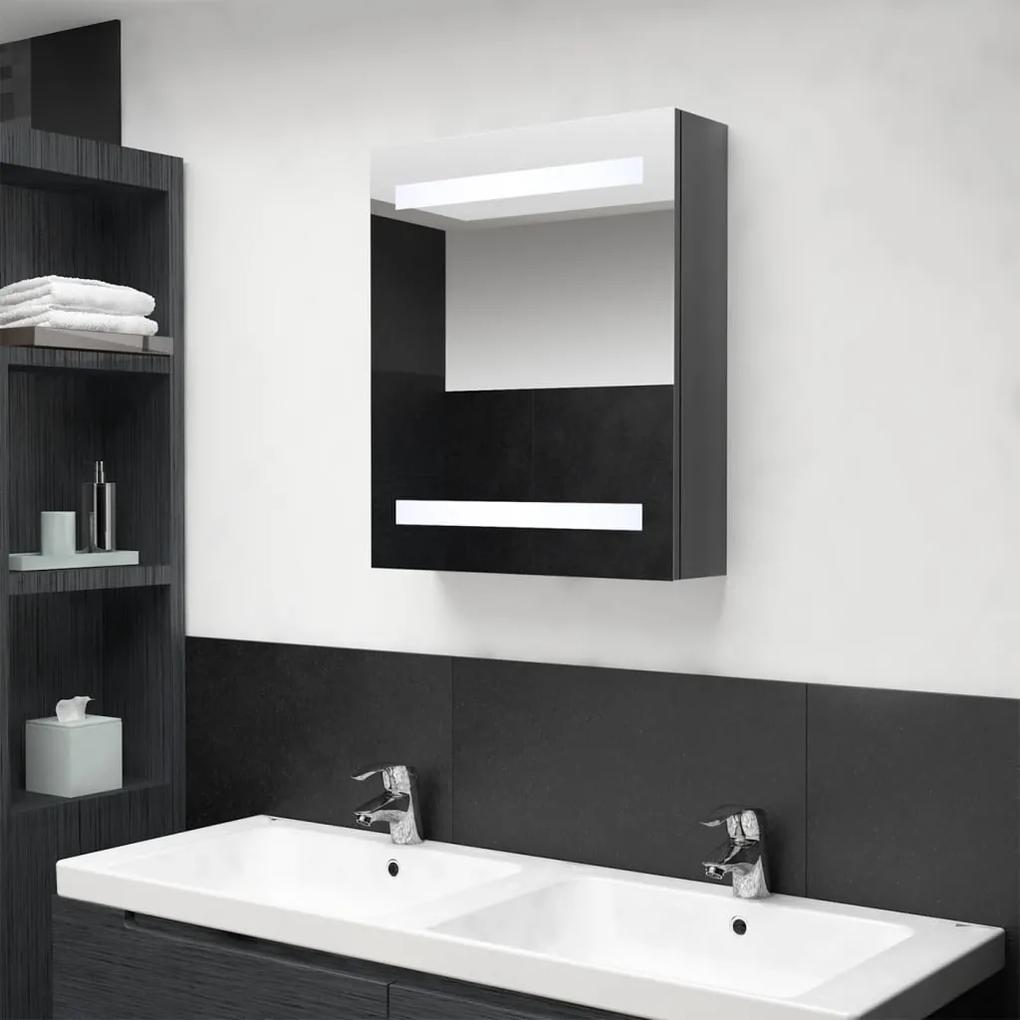326483 vidaXL LED koupelnová skříňka se zrcadlem zářivě šedá 50 x 14 x 60 cm