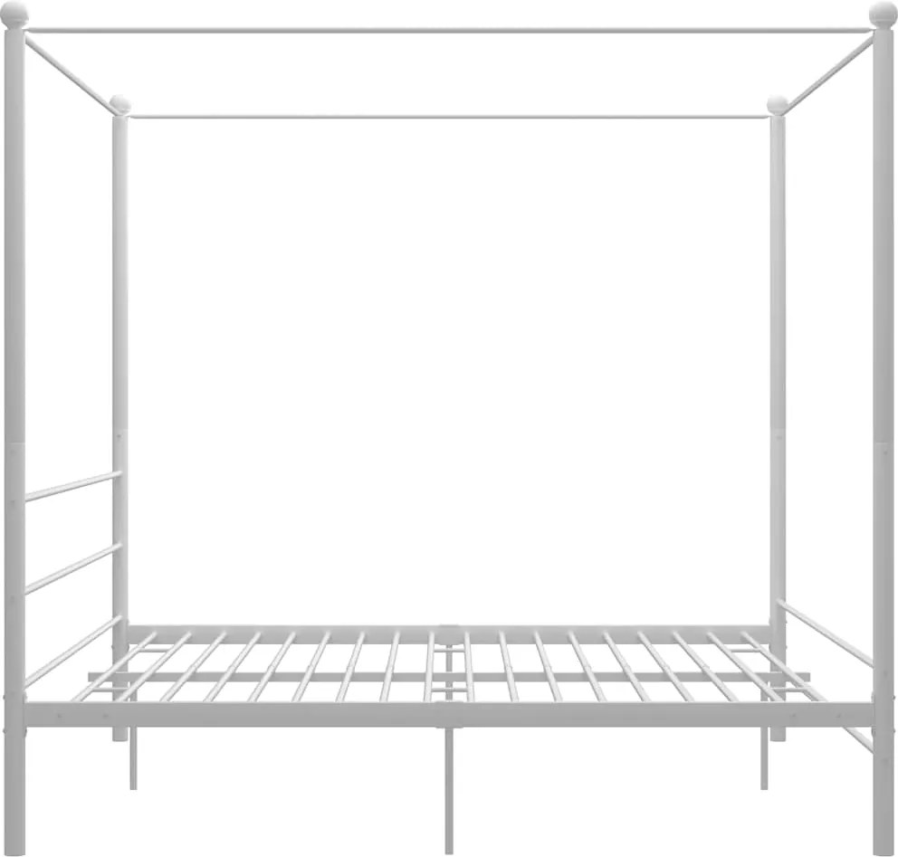 Rám postele s nebesy bílý kovový 200 x 200 cm 325070