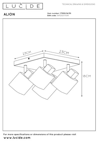 Lucide 17999/14/30 - Bodové svítidlo ALION 4xE14/25W/230V