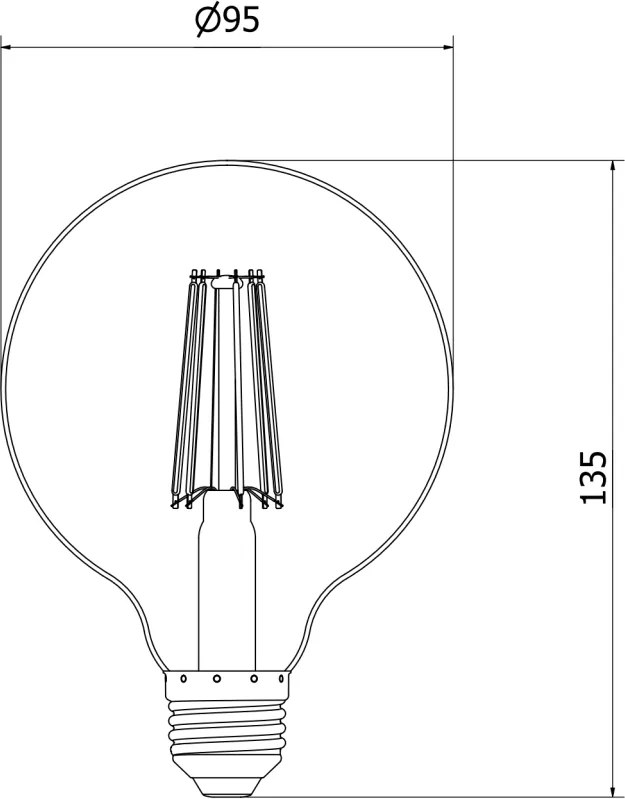 Mexen Vintis, LED žárovka E27, G95, 10W, Teplá - 2700K, 1320 lm, čirá - L157-E27-1027-00