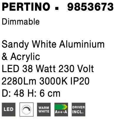 Stropní svítidlo LED se stmíváním Pertino 48 3000K bílé