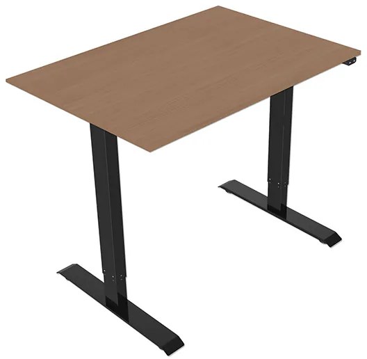 Elektricky výškově nastavitelný stůl POWERO — včetně desky, buk, černá, 75×120 cm