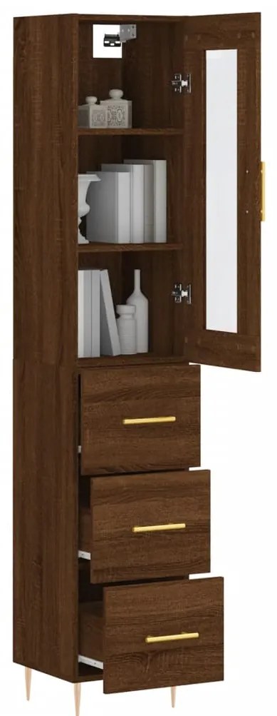 Skříň highboard hnědý dub 34,5 x 34 x 180 cm kompozitní dřevo,  3199232