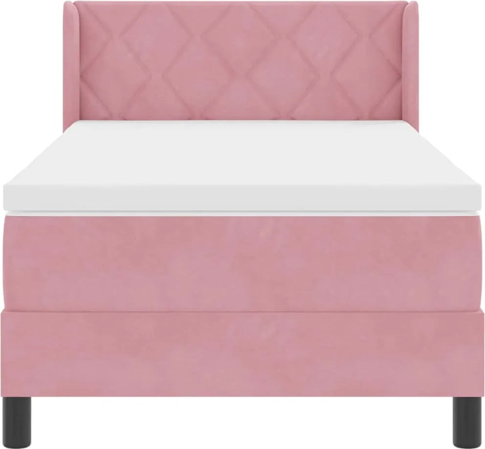 Postel s boxspringem s čelo Růžová 200 x 90 cm samet 3341509