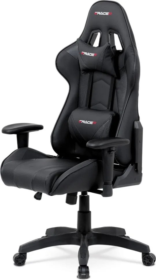 Kancelářská židle houpací mech., + koženka, plast. kříž – opěrák 90°–180° černá