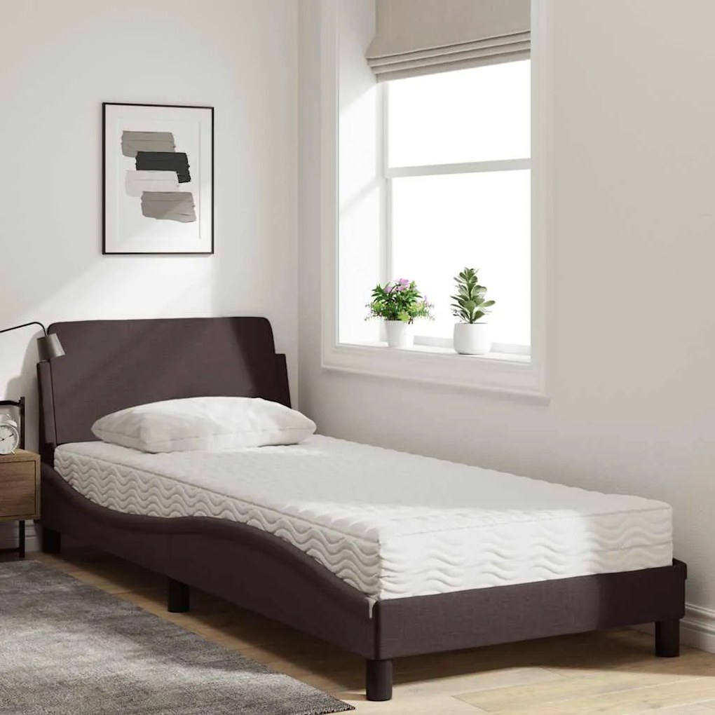 Postel s matrací Dover tmavě hnědá 80 x 200 cm textil 3208287