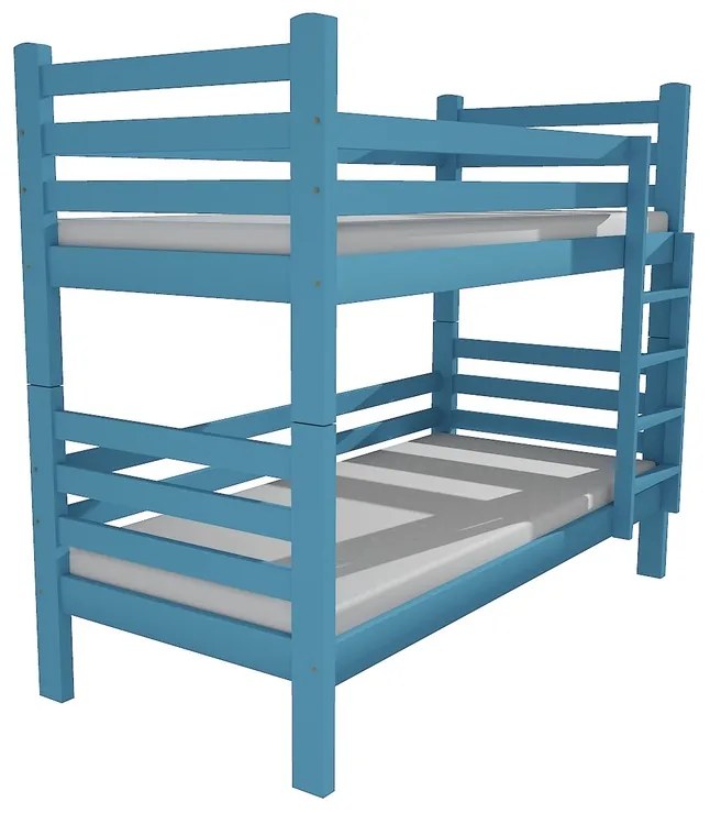 Vomaks Patrová postel M 007 NEW* 80 x 190 cm netransparentní barva modrá 100 cm (+20 cm vsuvky mezi lůžky a prodloužený žebřík)