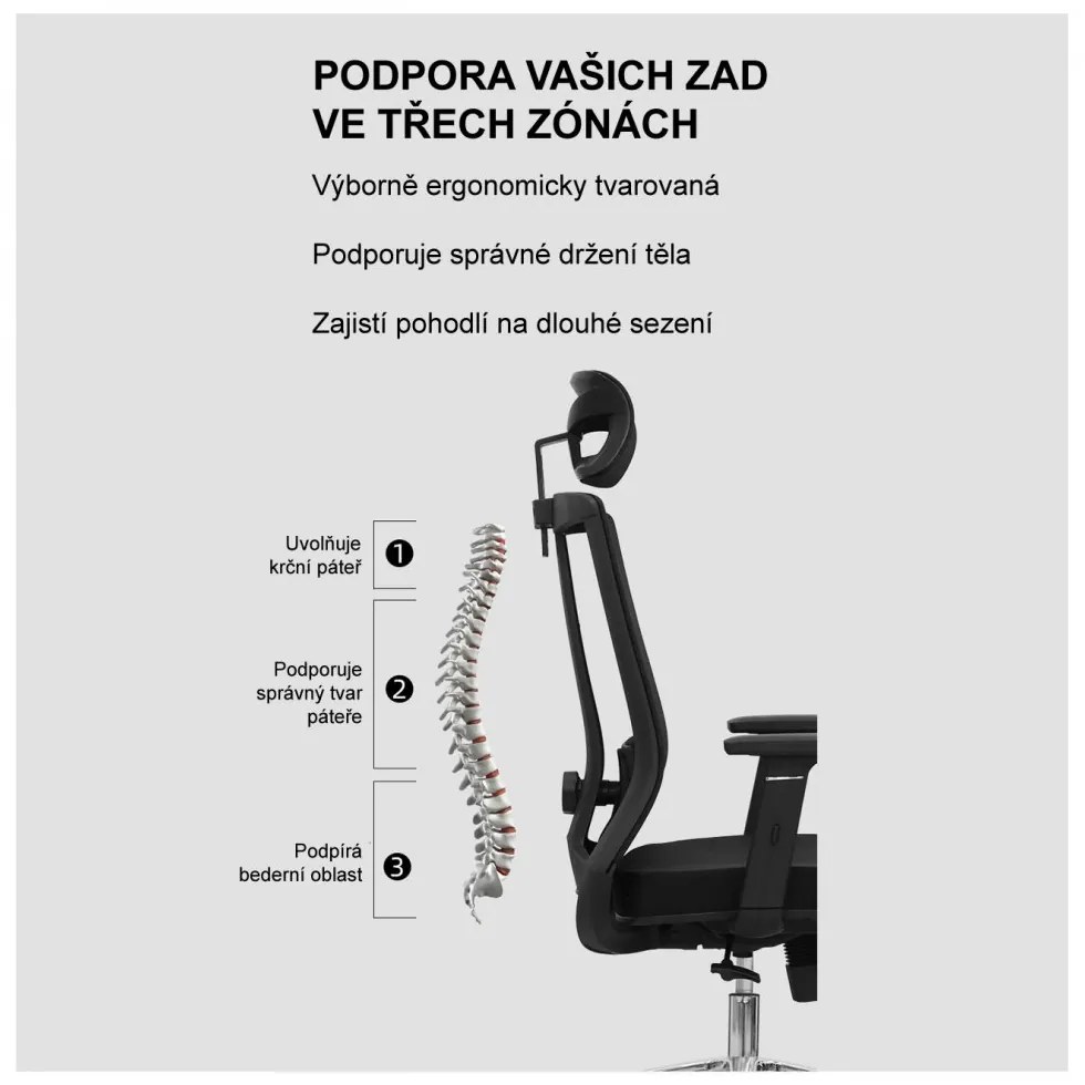 Kancelářská ergonomická židle Neoseat SABRINA — síť / látka, černá, nosnost 150 kg