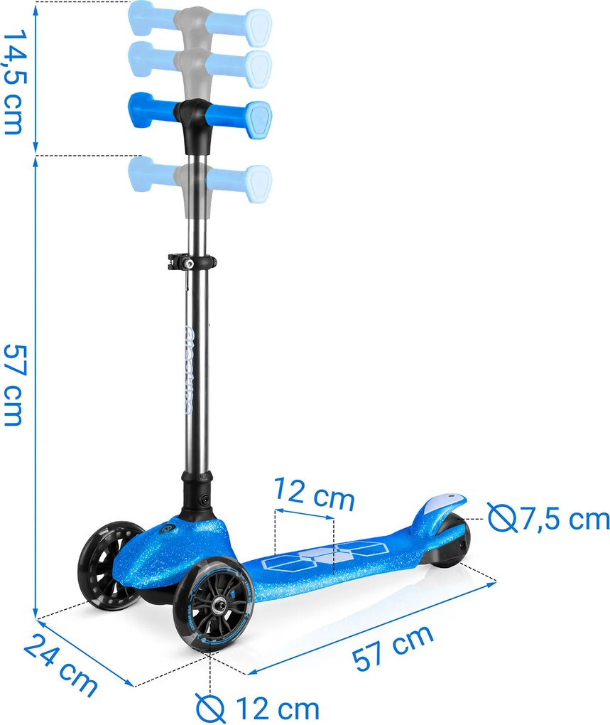 Ricokids Jelly tříkolová balanční koloběžka pro děti, svítící ve tmě - modrá