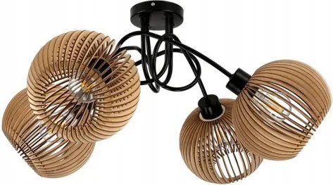 LED LOFT lampa, spiral, dřevěná, 4xe27, do pokoje, dekorativní dřevěný lustr