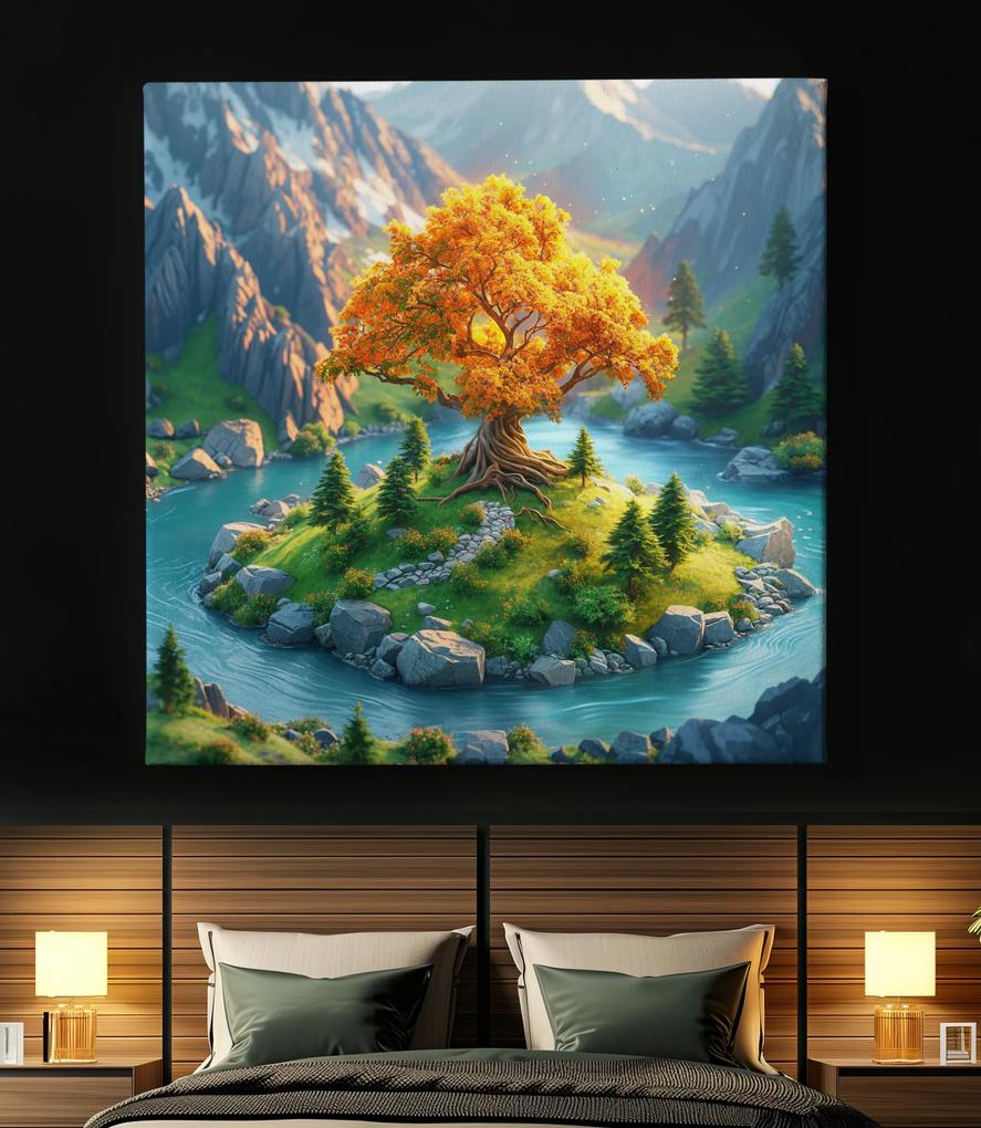 Obraz na plátně - Strom života Kouzelná záře FeelHappy.cz Velikost obrazu: 140 x 140 cm