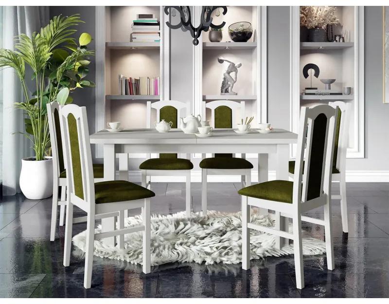 Rozkládací jídelní stůl se 6 židlemi AL06, Barva dřeva: ořech-L, Potah: Hygge D91