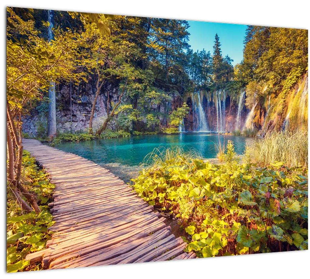 Skleněný obraz - Plitvická jezera, Chorvatsko (70x50 cm)