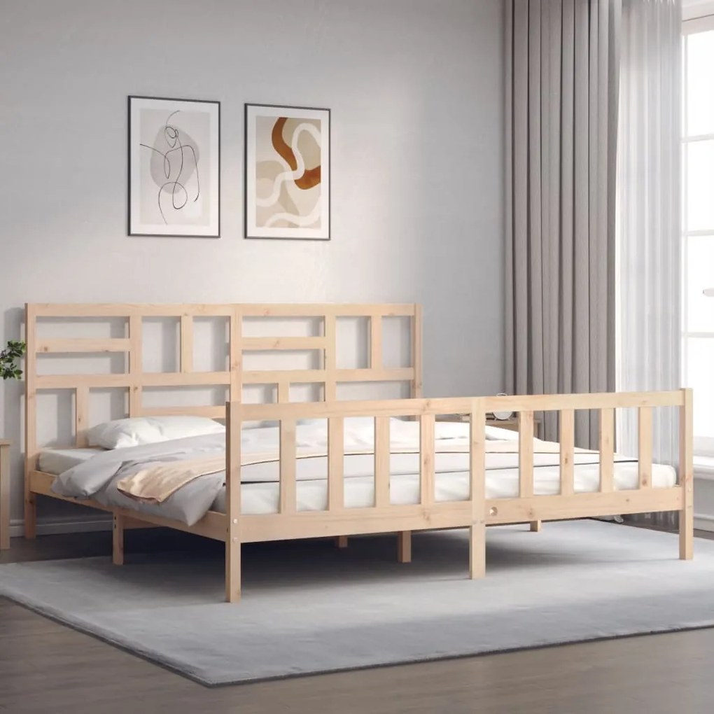 Rám postele s čelem Super King Size masivní dřevo 3193091