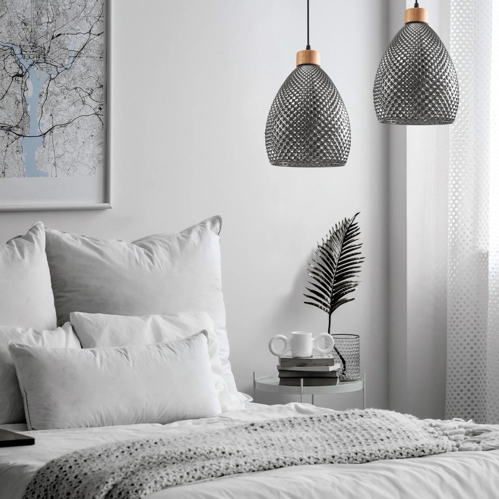 Toolight - Retro skleněná stropní lampa E27 60W APP897-1CP, černá, OSW-05697