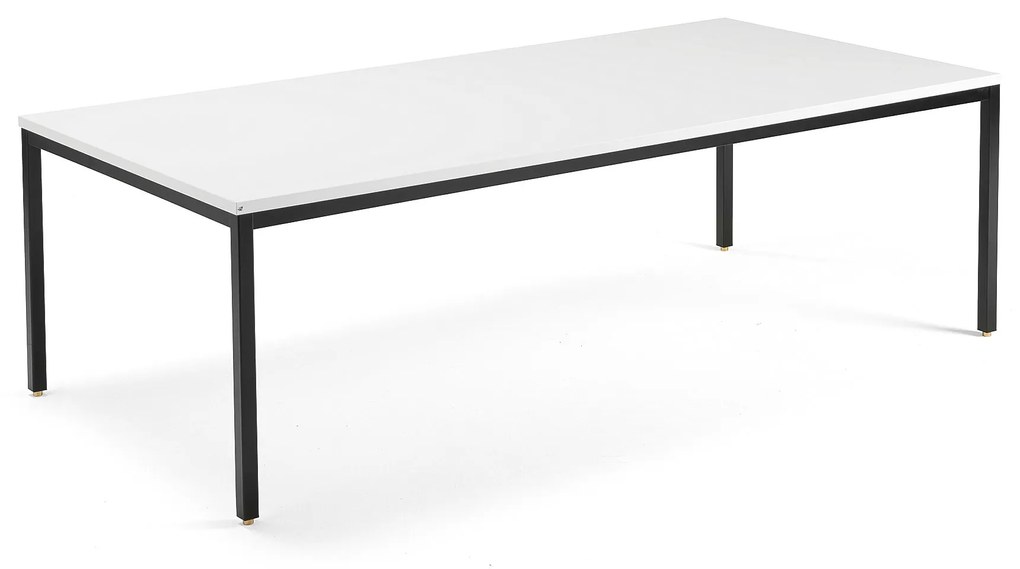 AJ Produkty Jednací stůl MODULUS, 2400x1200 mm, pevná výška, černý rám, bílá