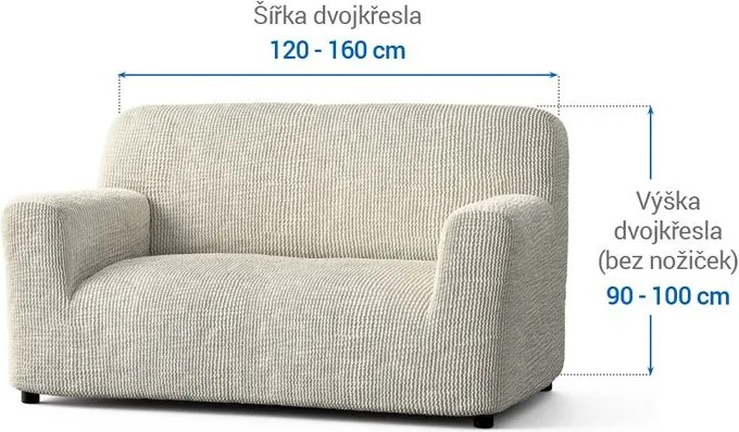 Bielastické potahy COSTINA smetanová dvojkřeslo (š. 120 - 160 cm)