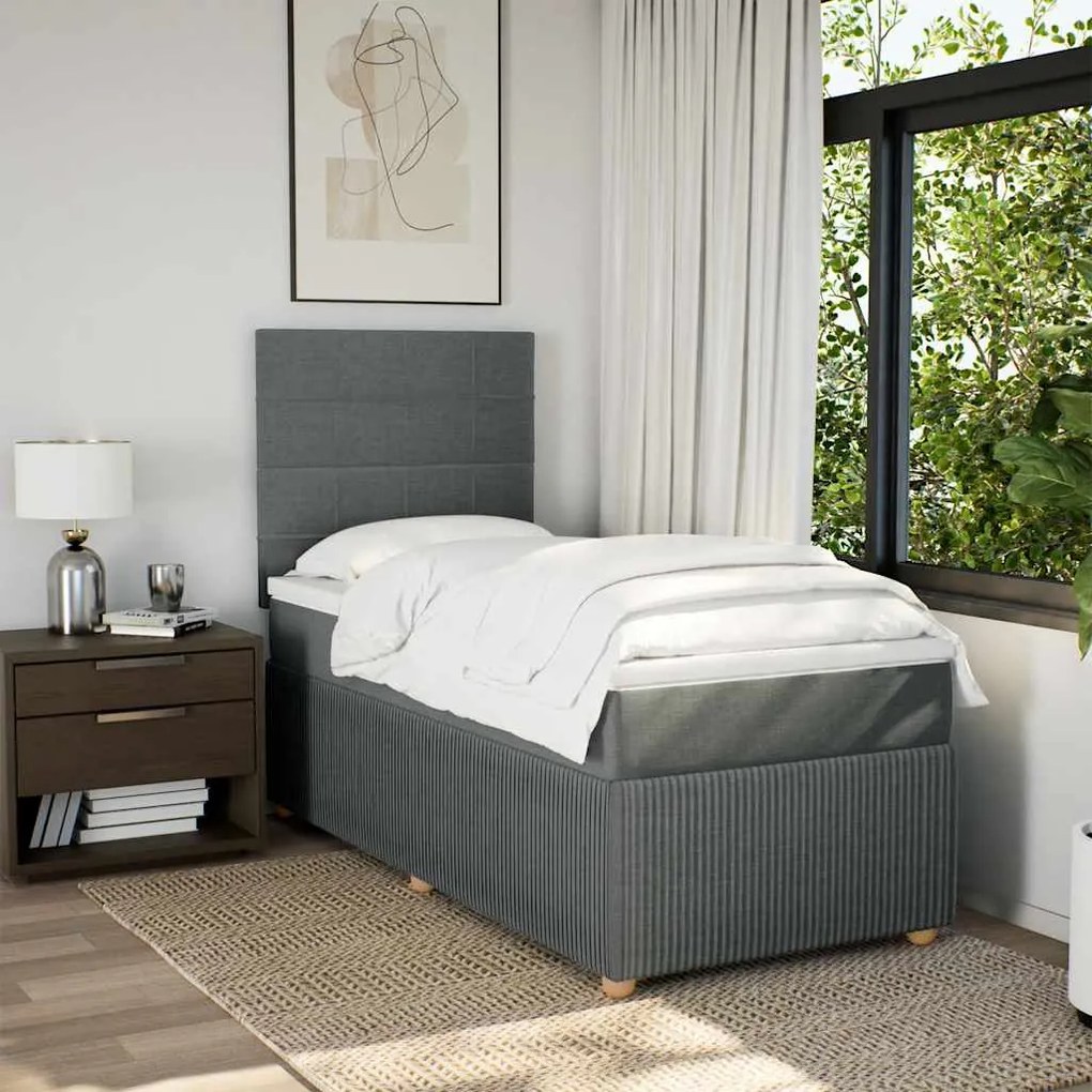 Box spring postel s matrací tmavě šedá 90x200 cm textil 3294240