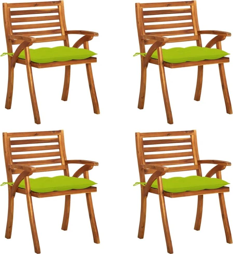 vidaXL Zahradní židle s poduškami 4 ks masivní akáciové dřevo [3075197] Barva: Červená
