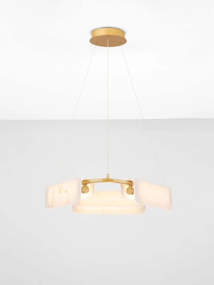 Krémové/v mosazné barvě LED stmívatelné závěsné svítidlo v dekoru mramoru ø 63 cm Aider – Nova Luce