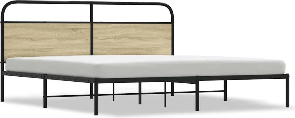 Kovový rám postele bez matrace dub sonoma 183 x 213 cm 3318644