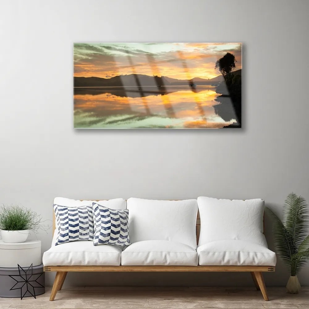 akrylový obraz Voda Hory Krajina 100x50 cm