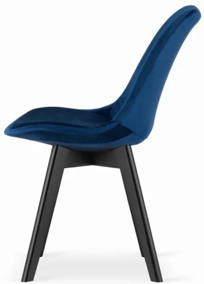 Sametová židle London modrá s černými nohami