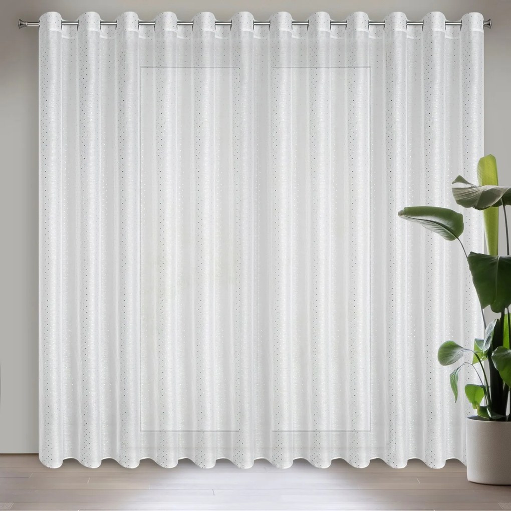 ZÁCLONA NA KROUŽCÍCH SIBEL 300 CM X 250 CM CM BÍLÁ