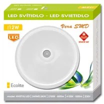 LED sv. s PIR,24xSMD,12W,3000K