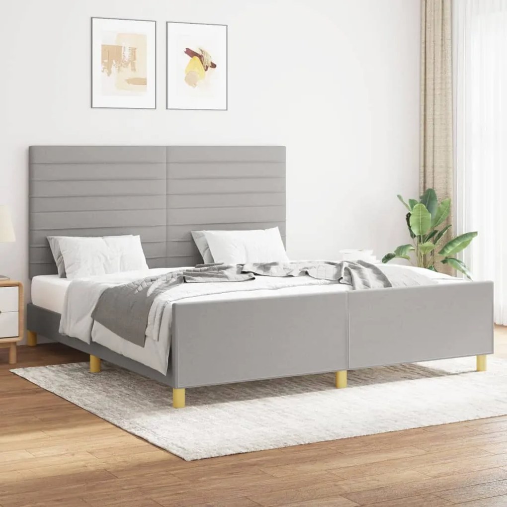 Rám postele bez matrace světle šedý 90 x 200 cm textil